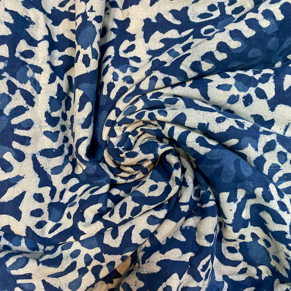 Indigo Paisley Print Cotton Fabric Online| The Feel Good Studio